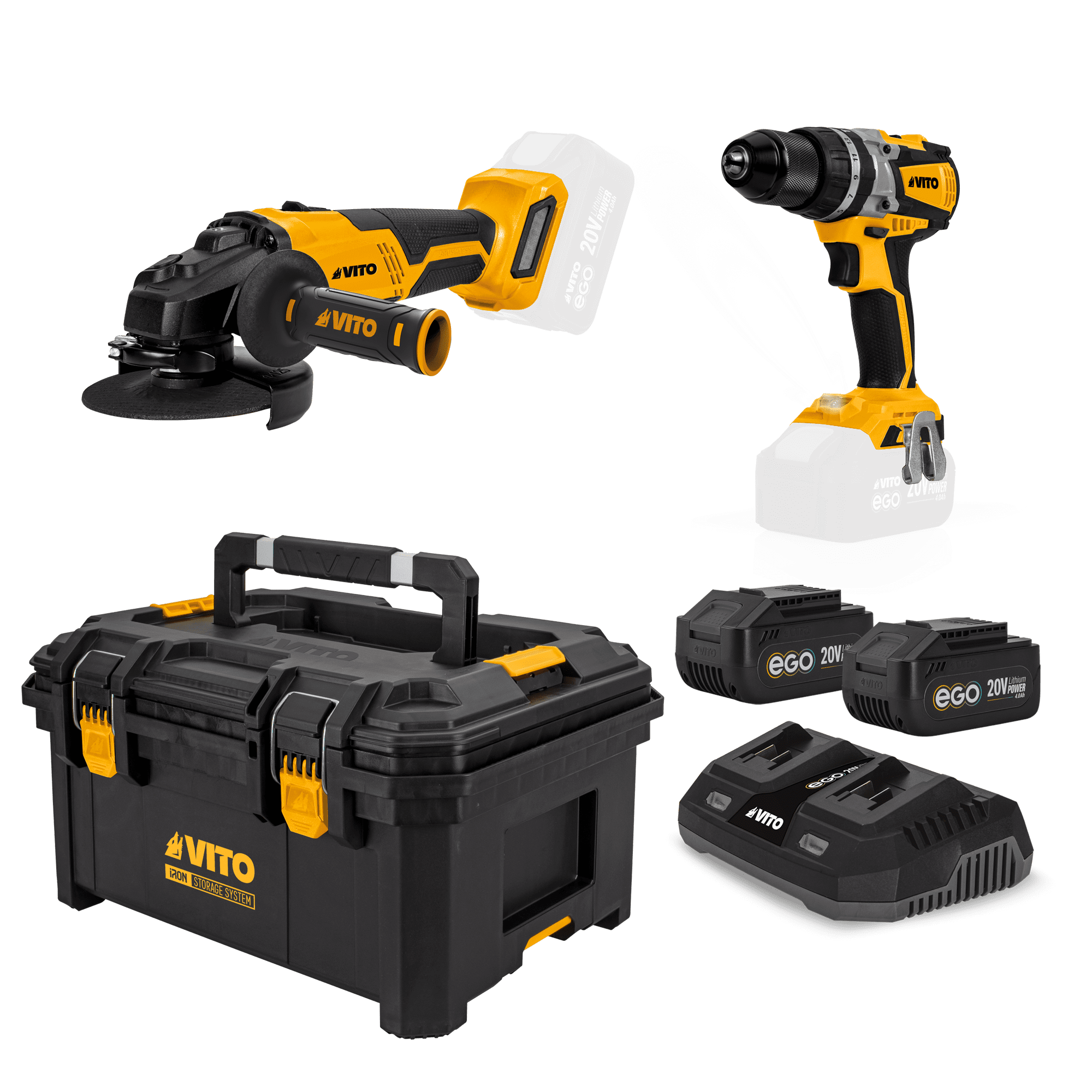 PACK1EGOIRON | Ego Iron Pack: Combi Drill, Angle Grinder 115Mm, 2X 4Ah ...