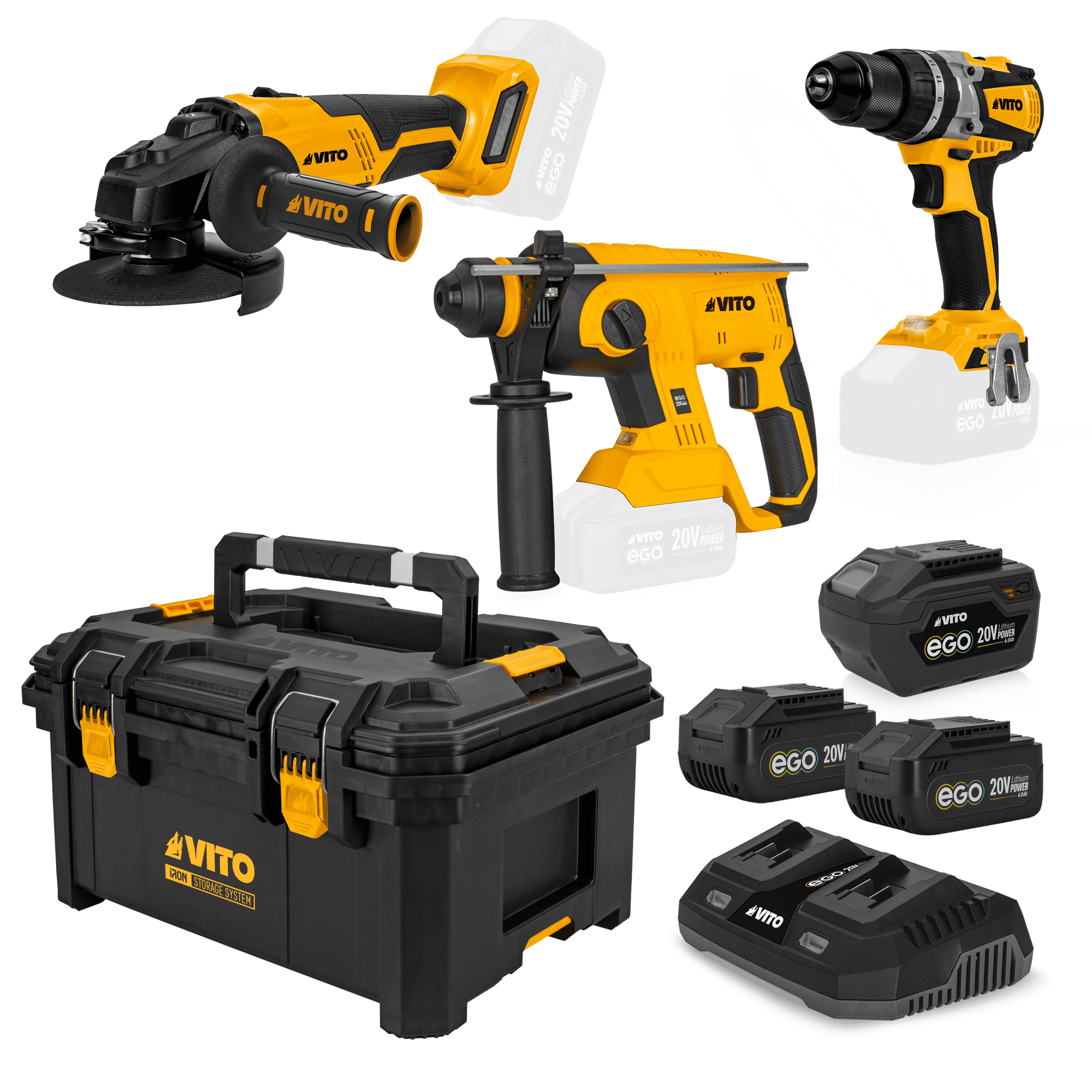 PACK4EGOIRON | Ego Iron Pack: Combi Drill, Angle Grinder 115Mm, Rotary ...