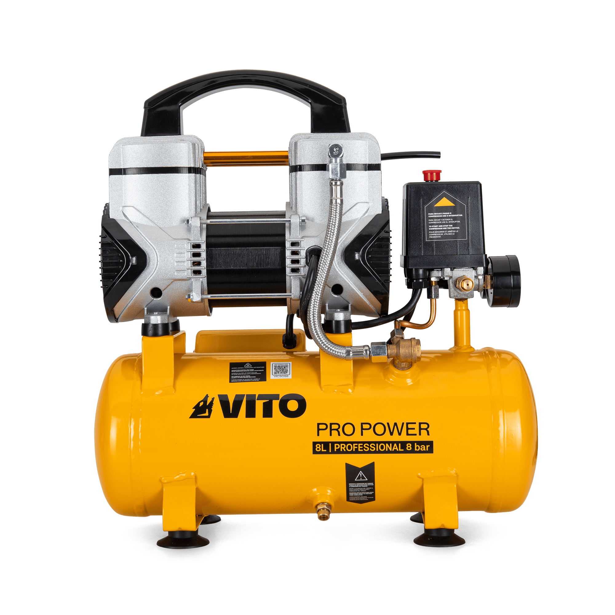 VICSOS8 | Silent Oil-Free Air Compressor 8L 8 Bar 1.5Hp | VITO